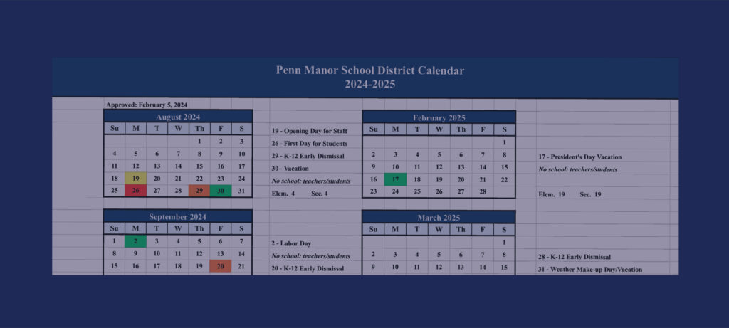 School board approves 2024-2025 district calendar – Penn Manor School ...